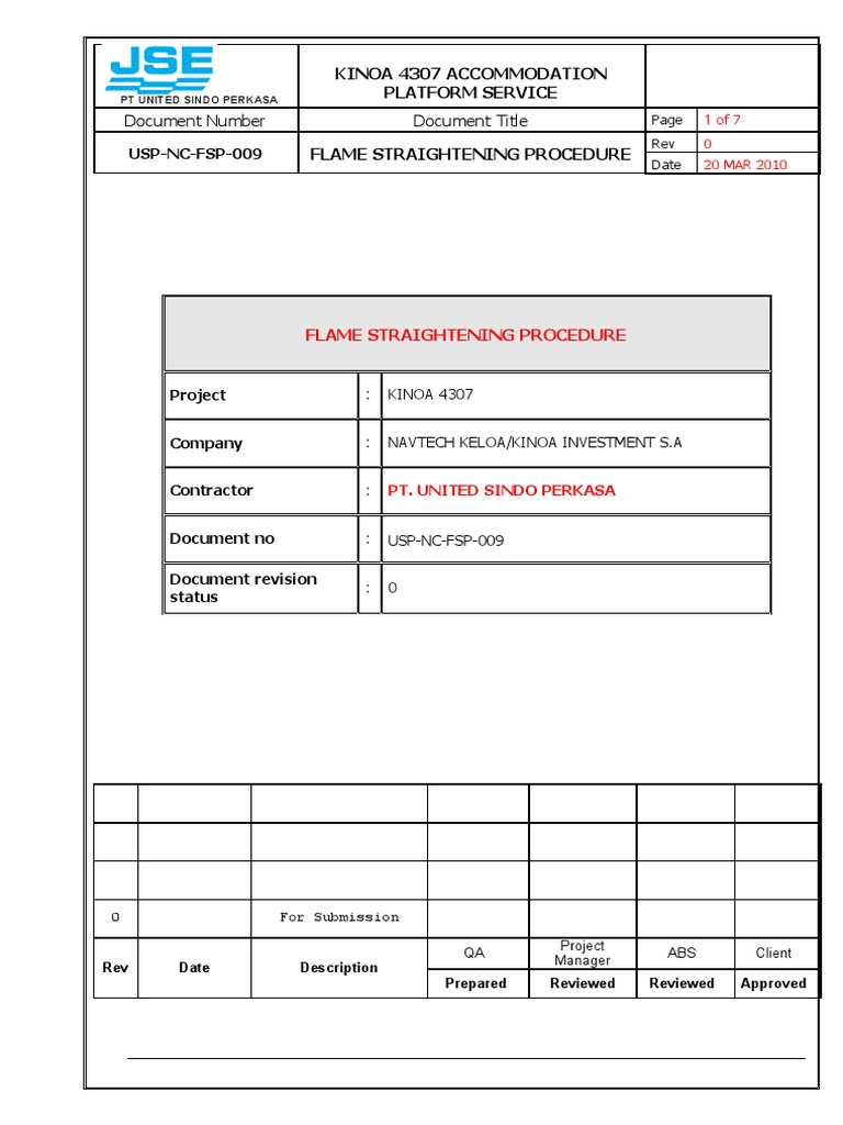 Flame Straightening Procedure | PDF | Deck (Ship) | Welding