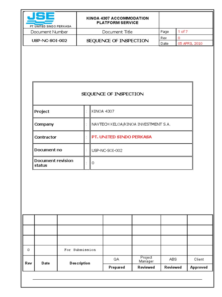 KINOA 4307 Inspection Sequence Guide | PDF | Nondestructive Testing ...