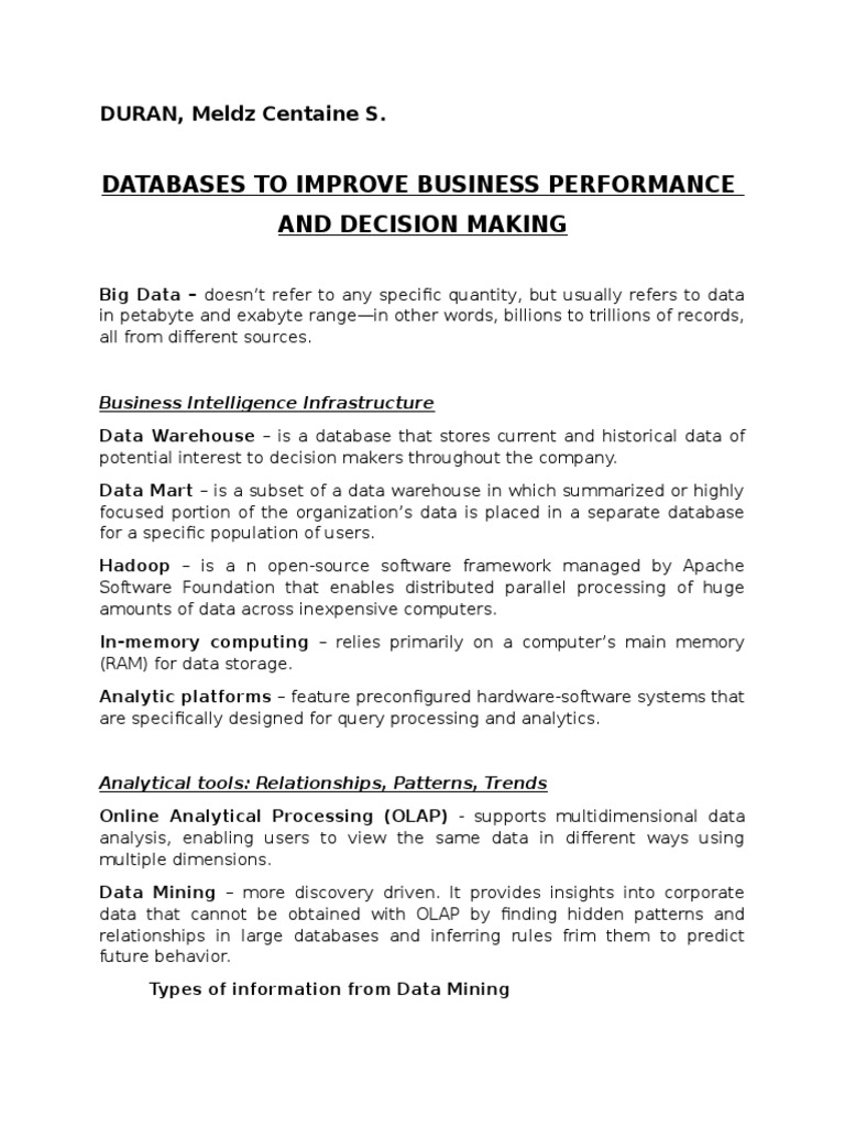 Leveraging Big Data and Analytical Tools to Improve Business ...