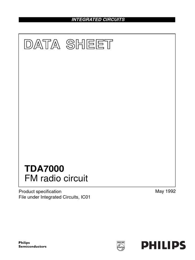 Datasheet TDA7000 PDF | PDF | Frequency Modulation | Electronic Circuits