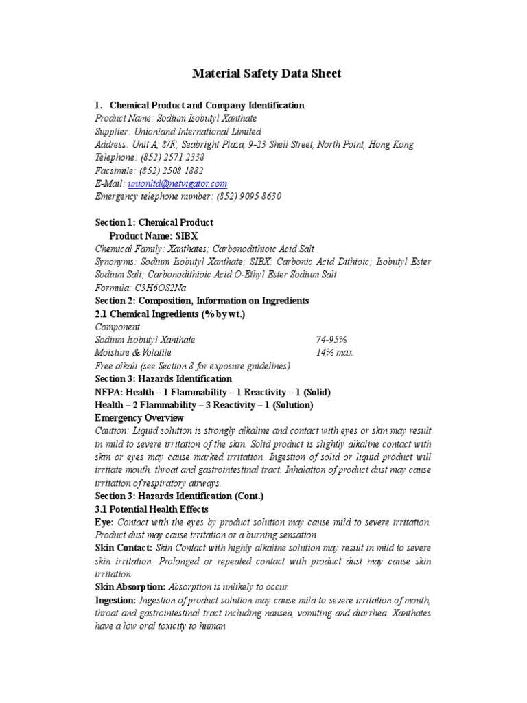 Sibx - MSDS | PDF | Resource Conservation And Recovery Act | Dangerous ...