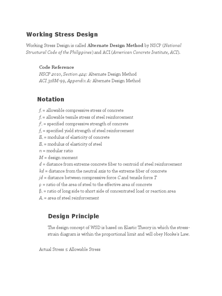 Working Stress Design | PDF | Stress (Mechanics) | Bending