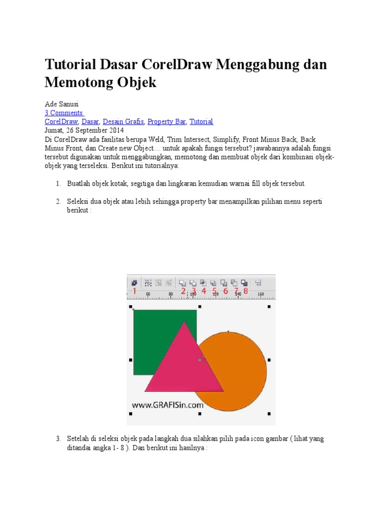 Tutorial Dasar CorelDraw Menggabung Dan Memotong Objek | PDF