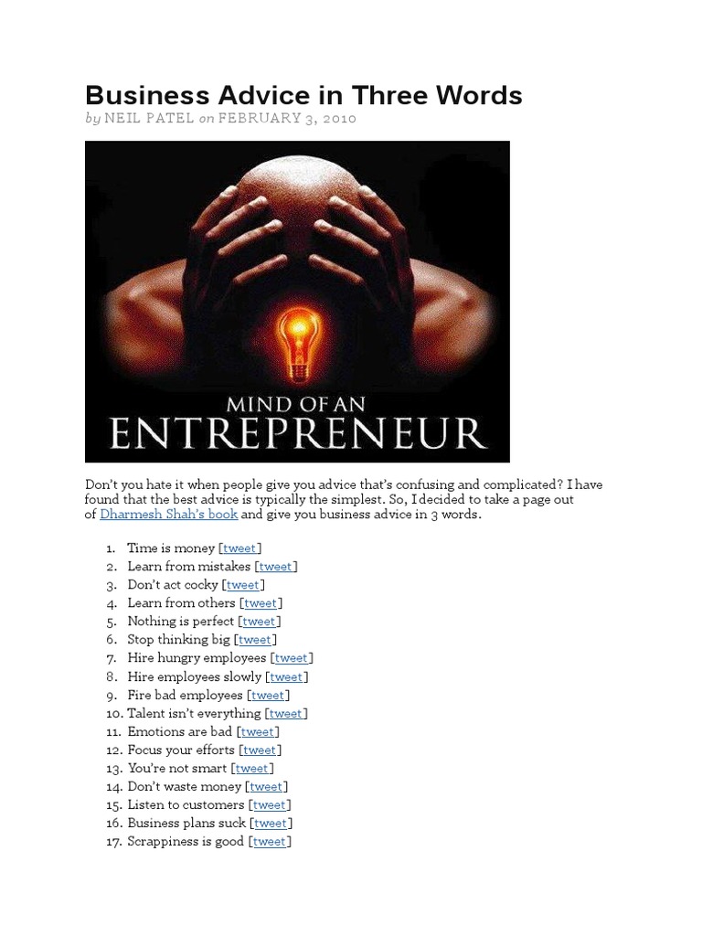 Biz Advice in 3 Words | PDF