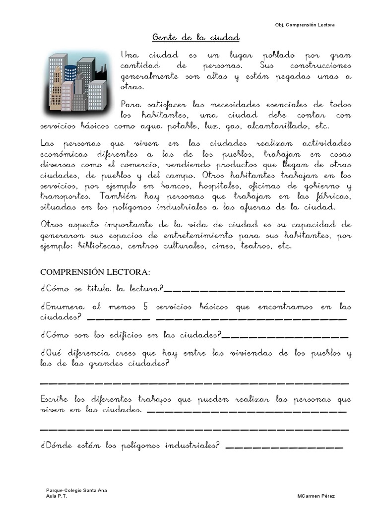 La Ciudad Comprension Lectora PDF | PDF | Economias