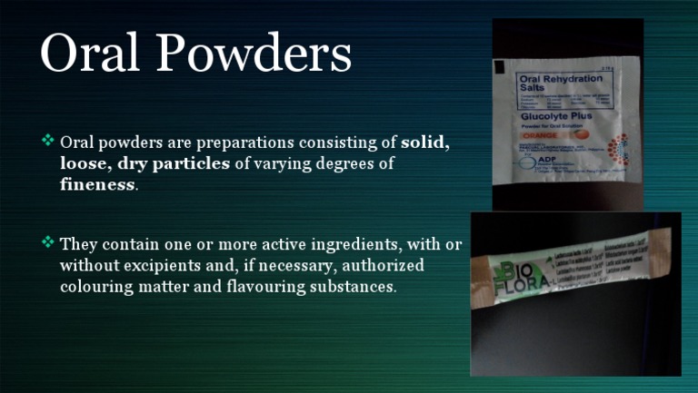 Oral Powders Are Preparations Consisting of Solid | PDF | Materials ...