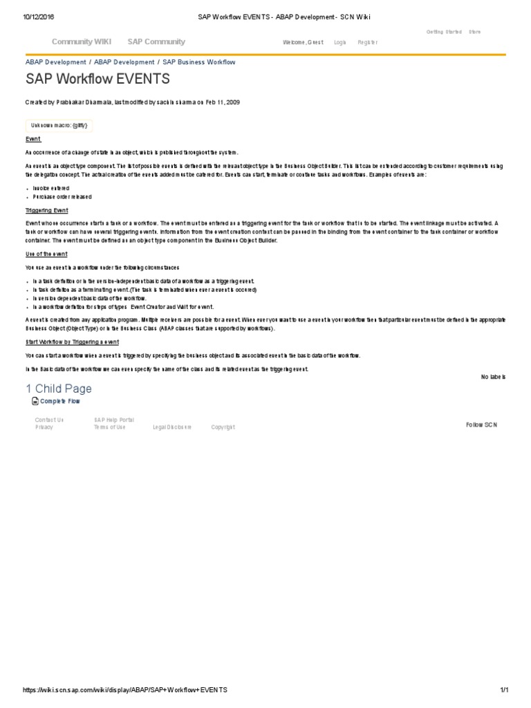 Sap Workflow Events Abap Development Scn Wiki Pdf Workflow Wiki 