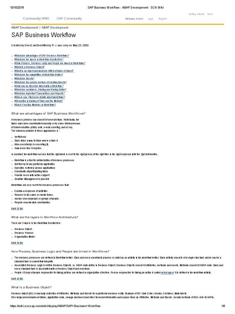 SAP Business Workflow - ABAP Development - SCN Wiki | PDF | Business ...