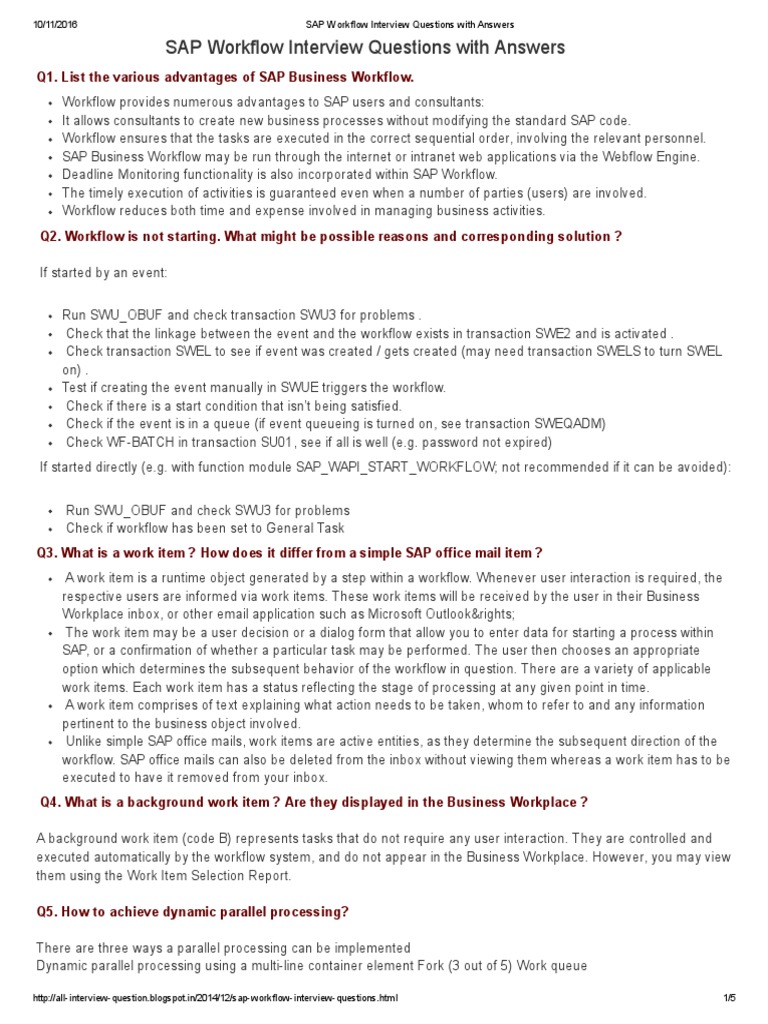 SAP Workflow Interview Questions With Answers | Download Free PDF ...