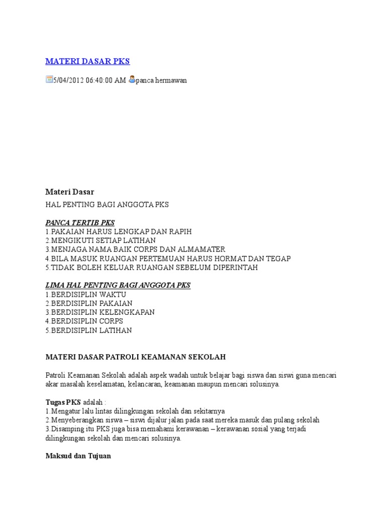 Materi Dasar Pks | PDF