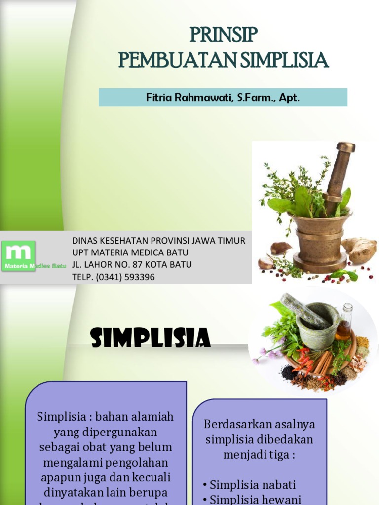 Prinsip Pembuatan Simplisia PDF | PDF