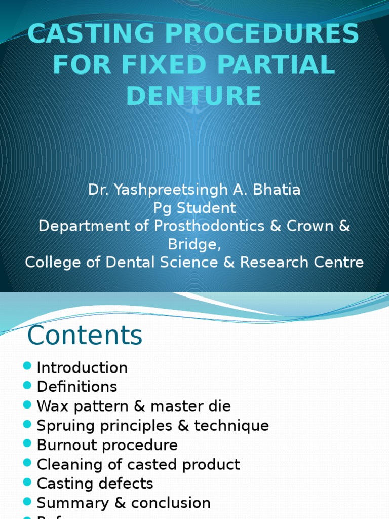 3 - Casting Procedures For Fixed Partial Denture | PDF | Casting ...