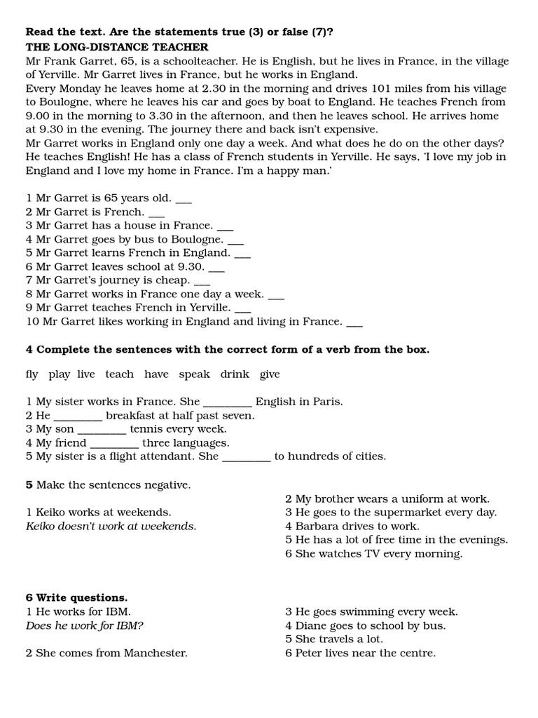 Simple Present Read The Text | PDF