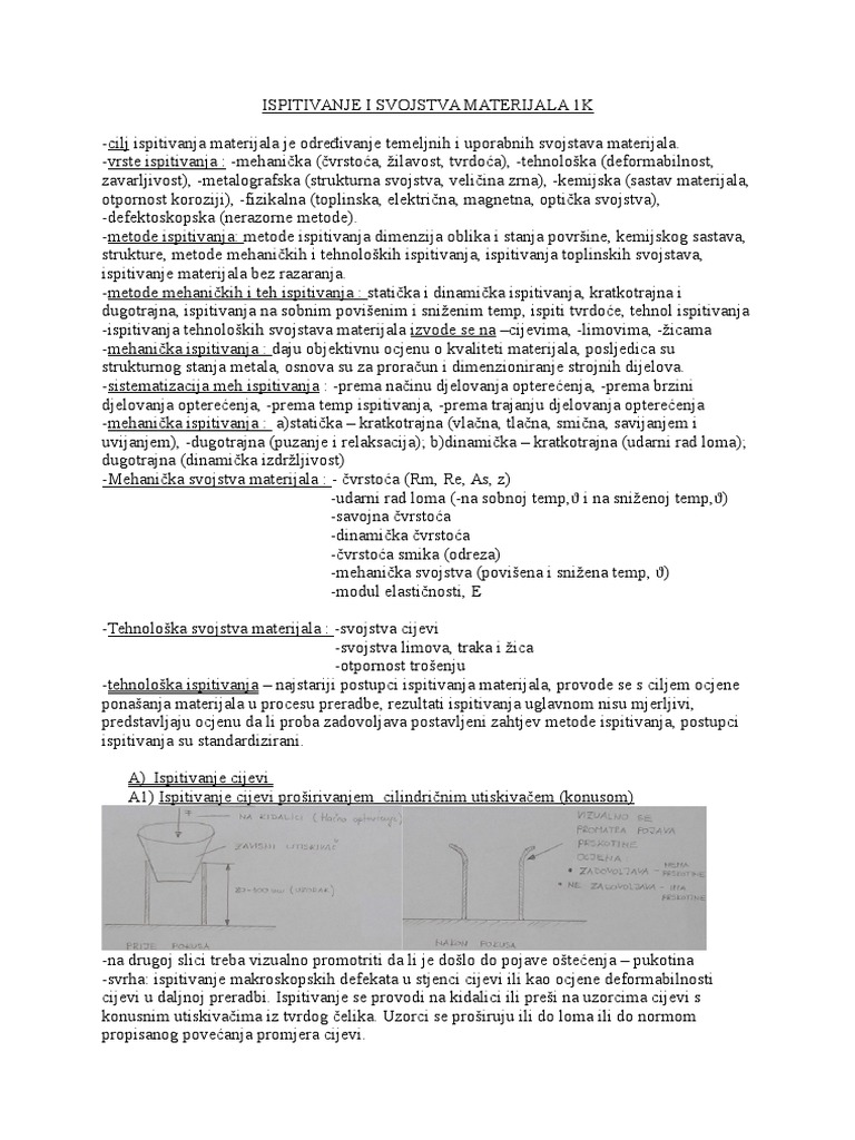 Ispitivanje I Svojstva Materijala 1k | PDF