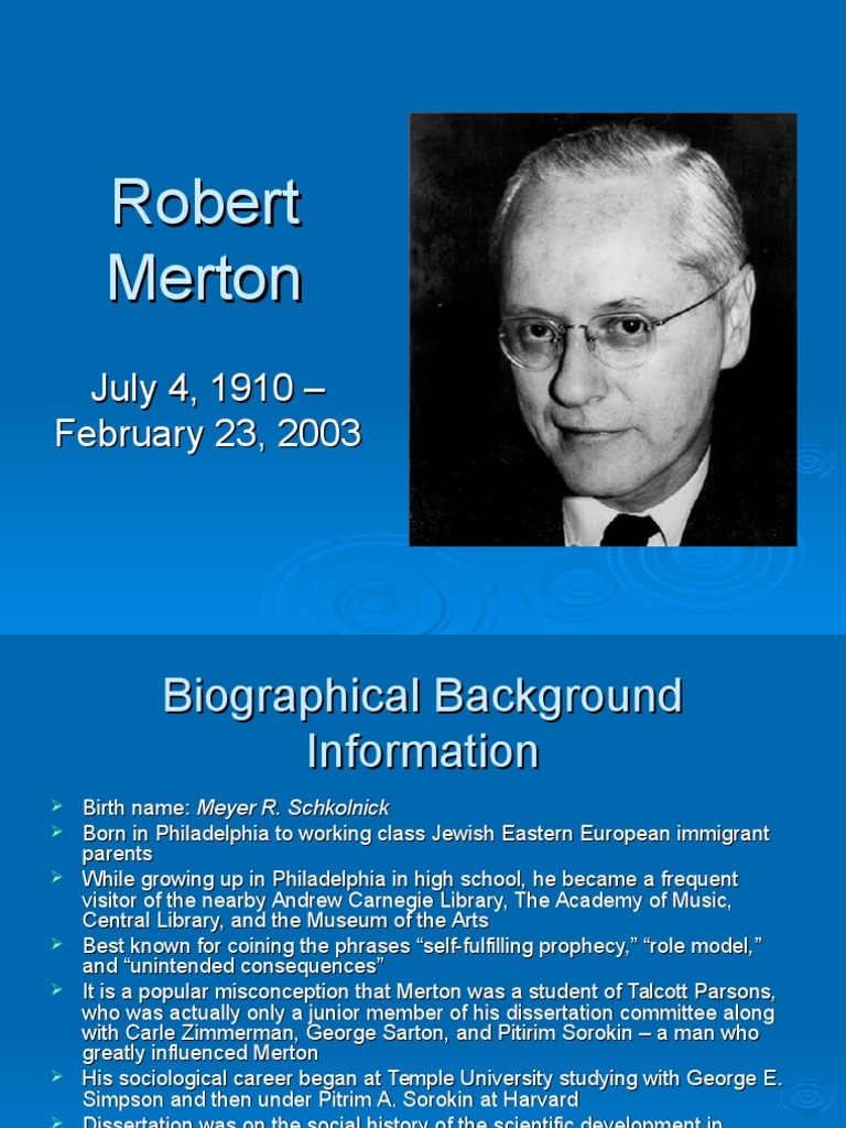 ️ Robert merton biography. Robert King Merton. 2019-03-05