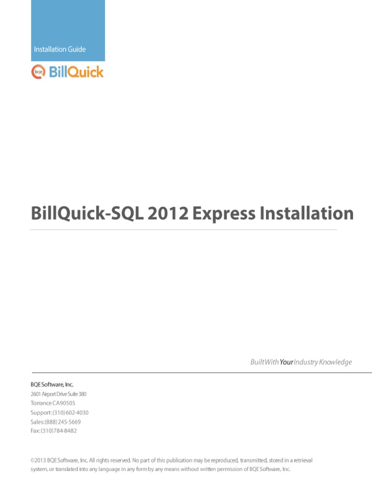 BillQuick SQL Server 2012 Express Installation Guide | PDF | Microsoft ...
