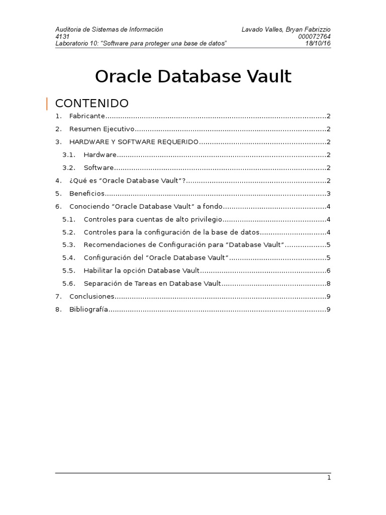 Oracle Database Vault | PDF | Base de datos Oracle | Oracle Corporation