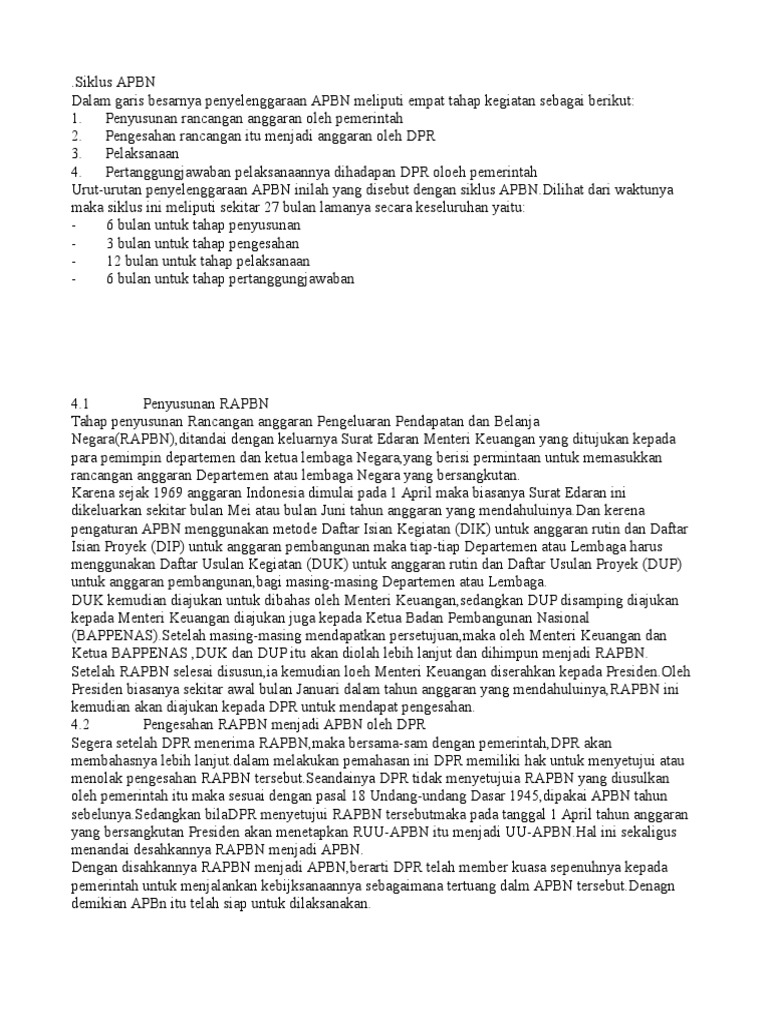 Siklus dan Struktur APBN | PDF