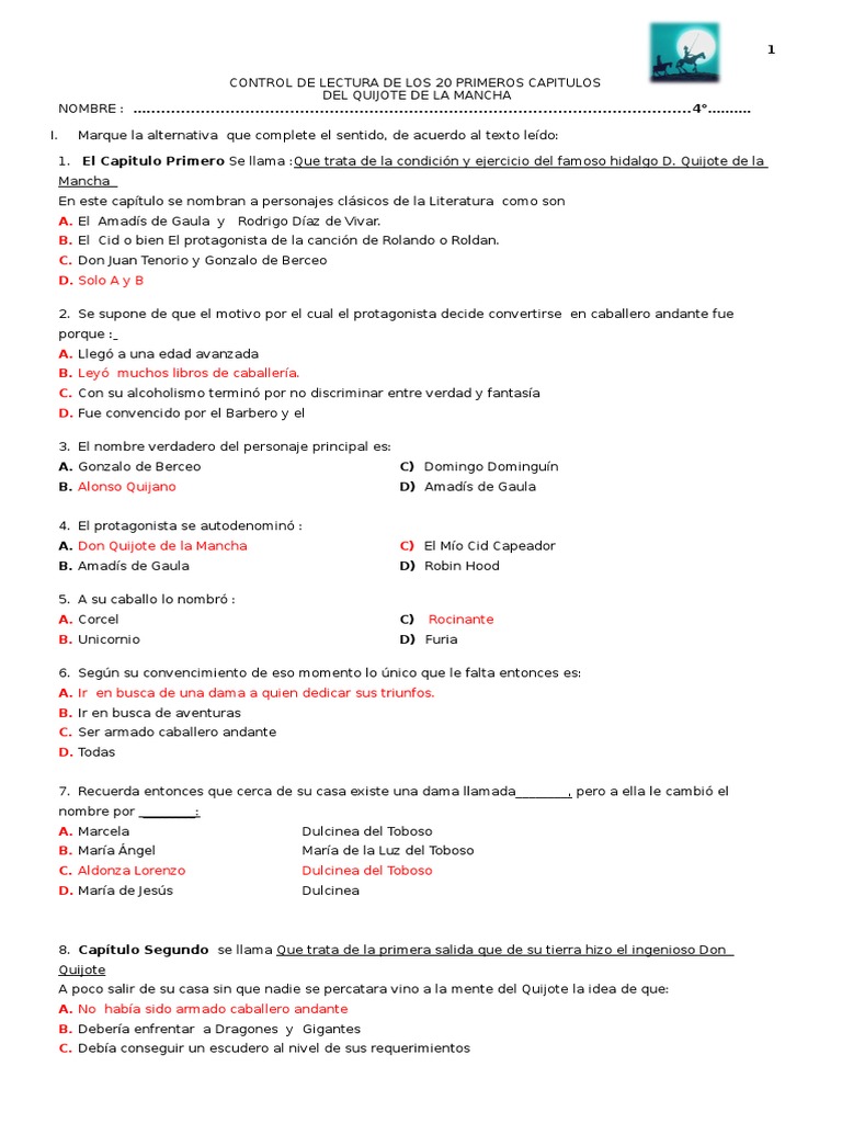PRUEBA DEL QUIJOTE CON ALTERNATIVAS Y RESPUESTAS 20 CAPITULOS (2).doc ...