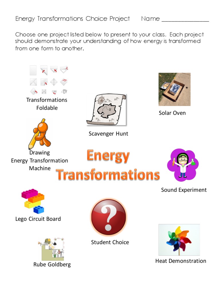 Energy Transformations Project Ideas | PDF | Heat | Solar Energy