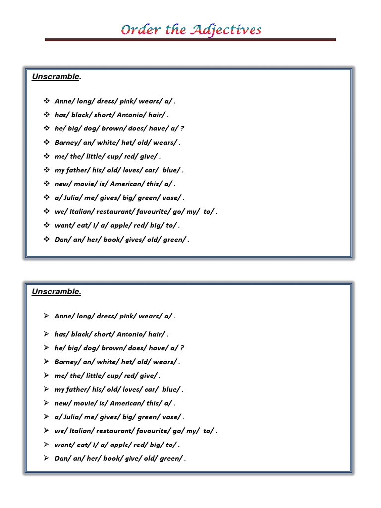 Order The Adjectives | PDF
