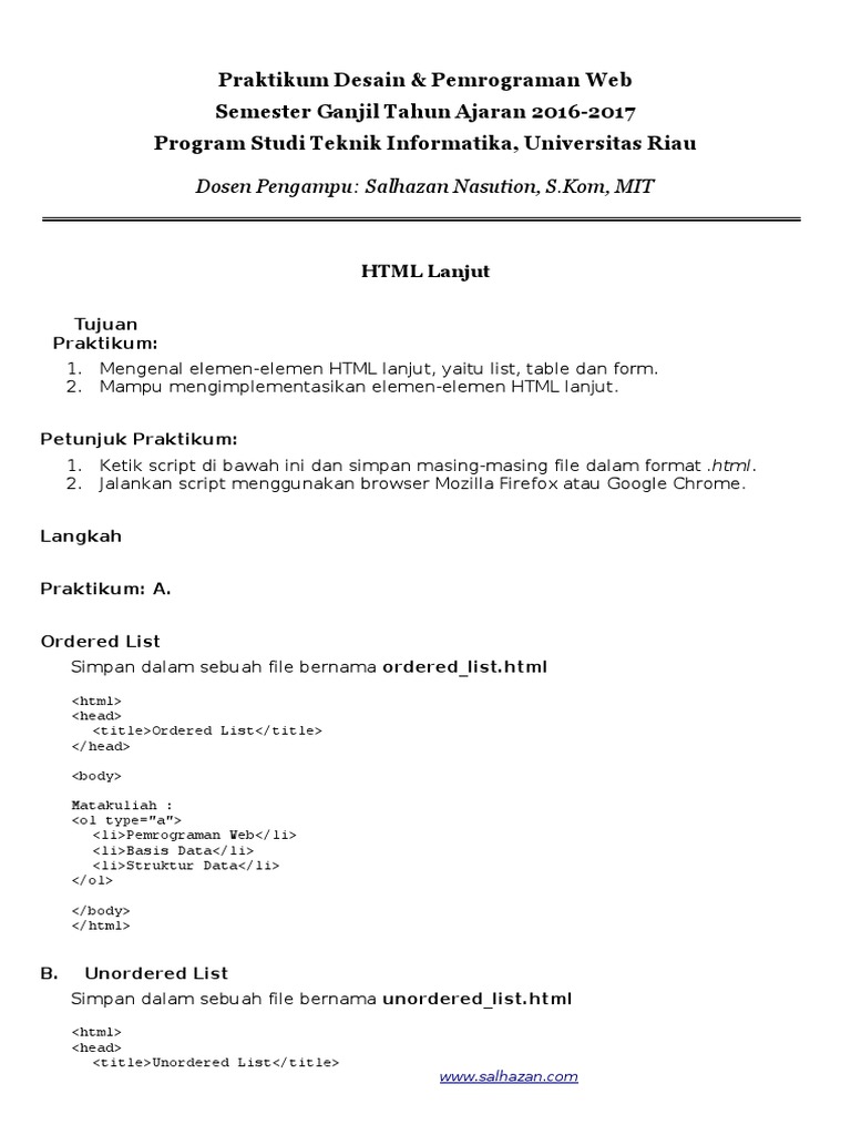 Praktikum HTML Lanjut 2016-2017 - Decrypted | PDF | Computer Access Control | Computing