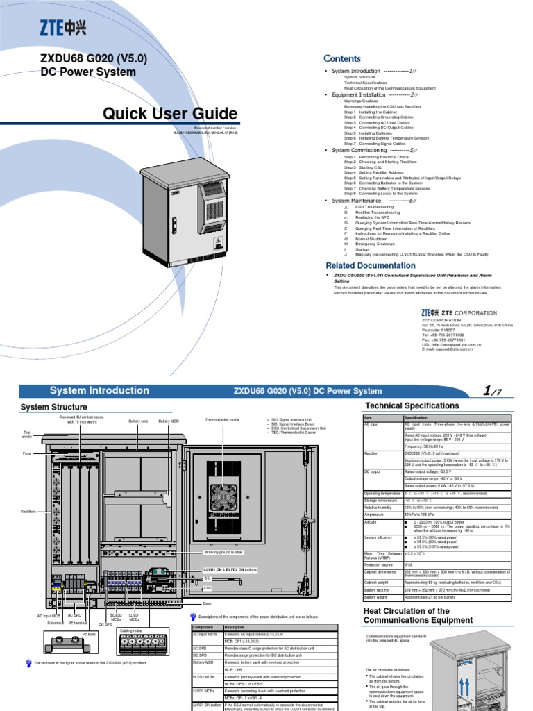 20.3 ZXDU68 G020 (V5.0) Pole Cabinet - PD | PDF | Rectifier | Direct ...