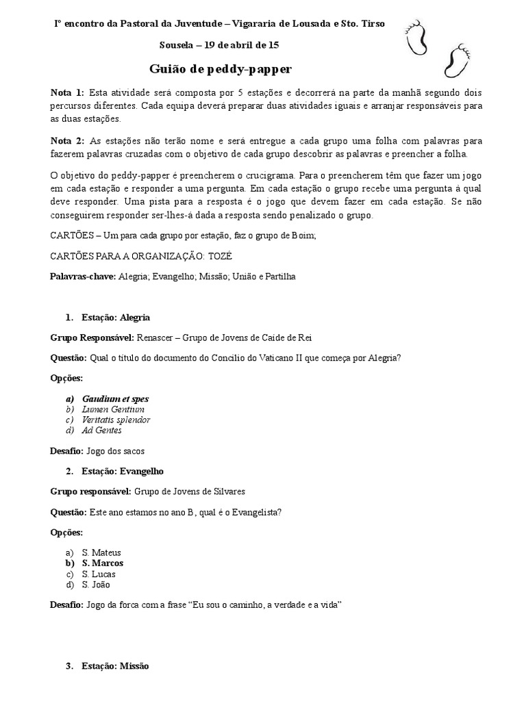 GuiÃ o Do Peddy-Paper | PDF | Textos religiosos | Religião e crença