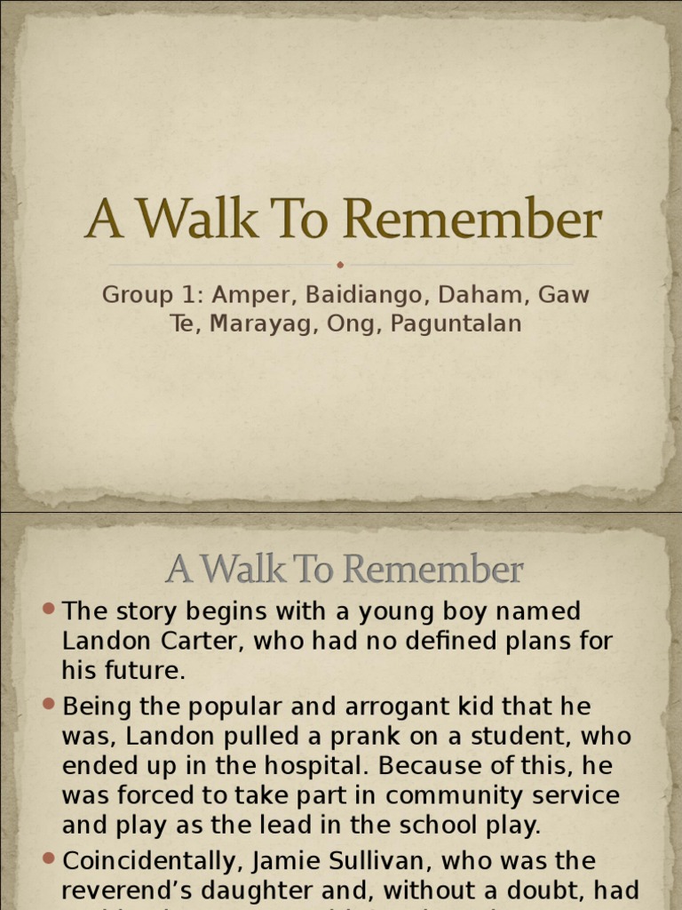 A Walk To Remember Character Analysis | PDF | Psychology ...