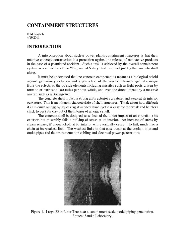 Containment Structures | PDF | Pressurized Water Reactor | Nuclear Reactor