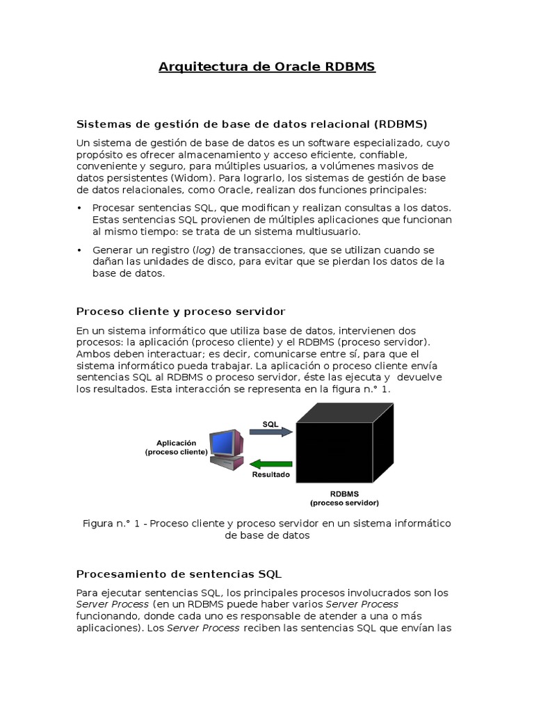 Arquitectura de Oracle RDBMS v1.0 | PDF | Almacenador intermediario de ...