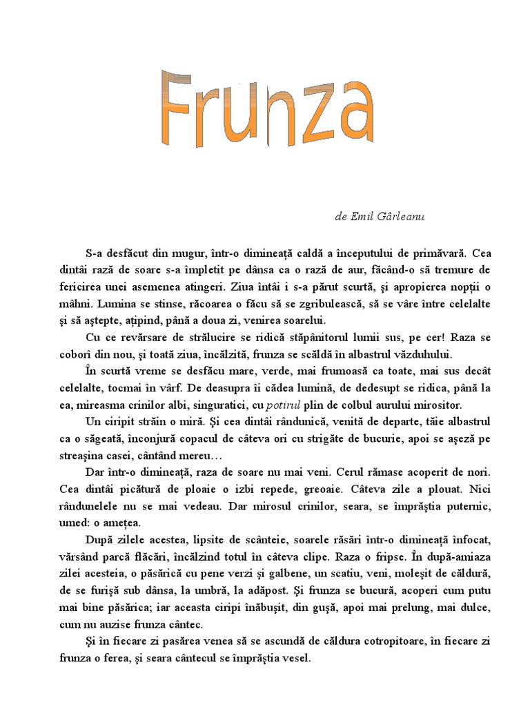 Frunza de Emil Garleanu | PDF
