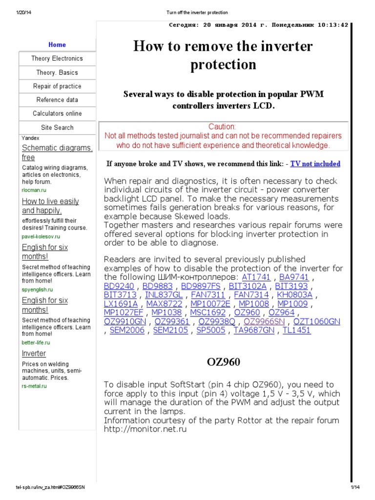 Disabling Inverter Protection Methods | PDF | Power Inverter ...