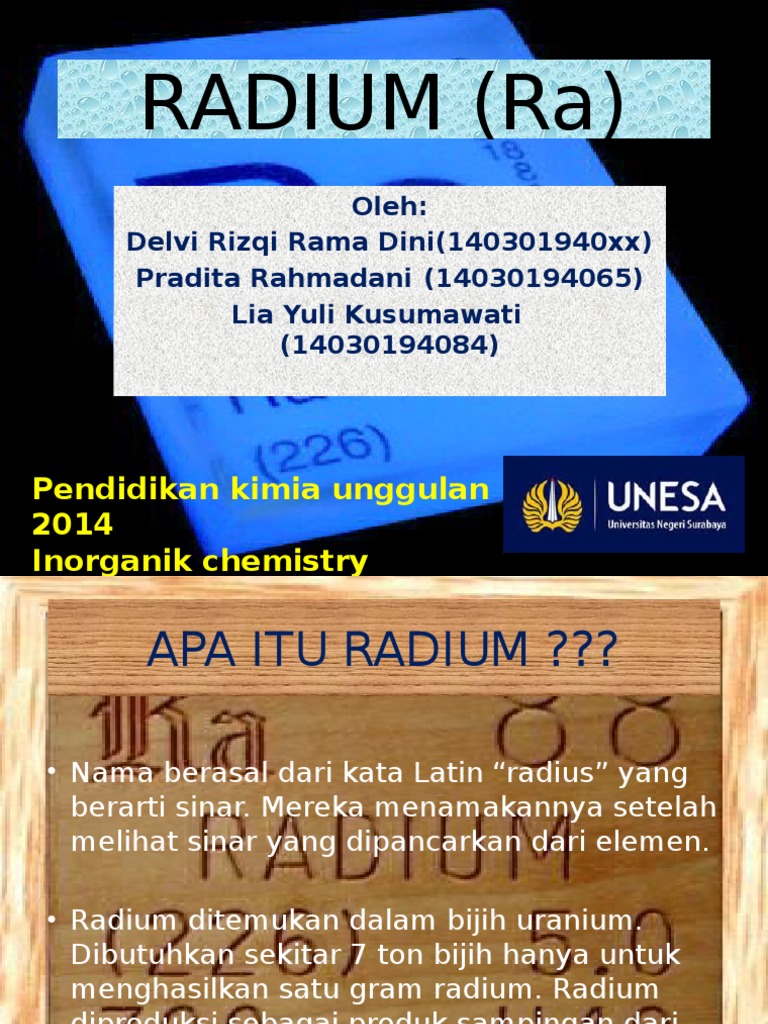 Sifat dan Penggunaan Radium dalam Kimia | PDF