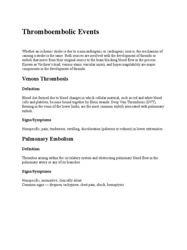 Thromboembolic Events: Venous Thrombosis | PDF