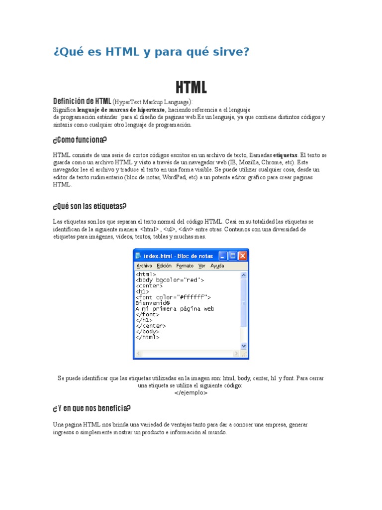 Qué Es HTML y para Qué Sirve | PDF