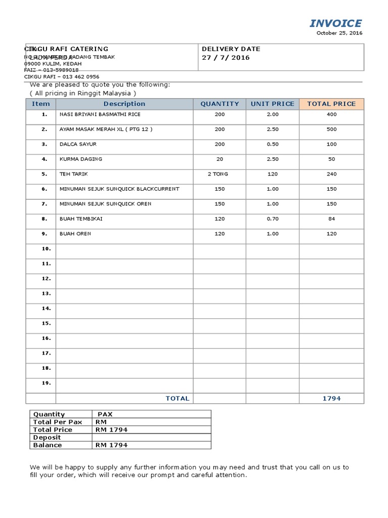 Invoice: Item Description Quantity Unit Price Total Price | PDF