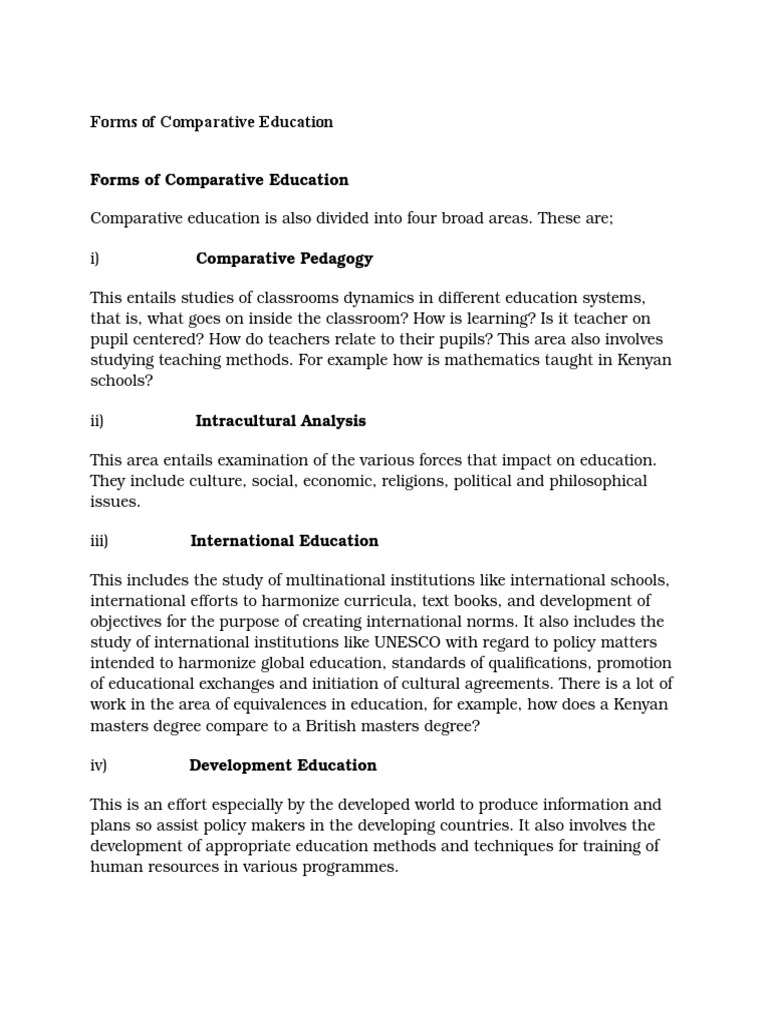 Forms of Comparative Education | PDF