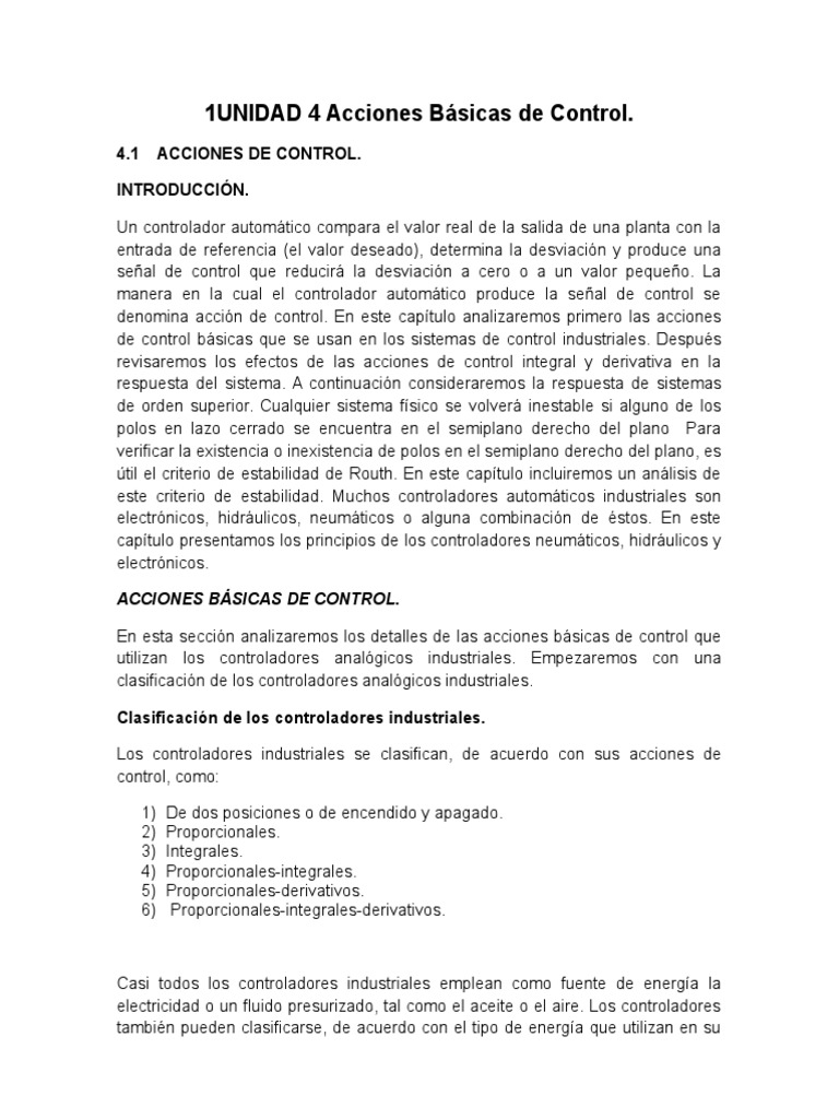 1UNIDAD 4 Acciones Básicas de Control.11 | PDF