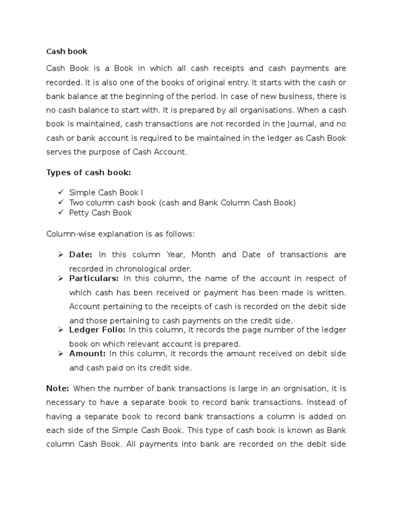CASH BOOK.docx | Bookkeeping | Debits And Credits