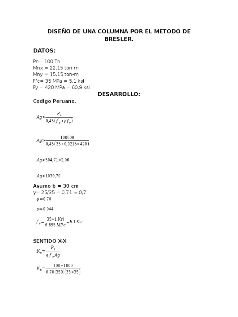 Diseño de Columna Método Bresler | PDF