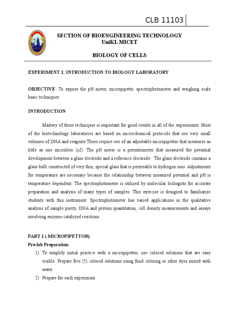 Experiment 1 | PDF | Ph | Spectrophotometry