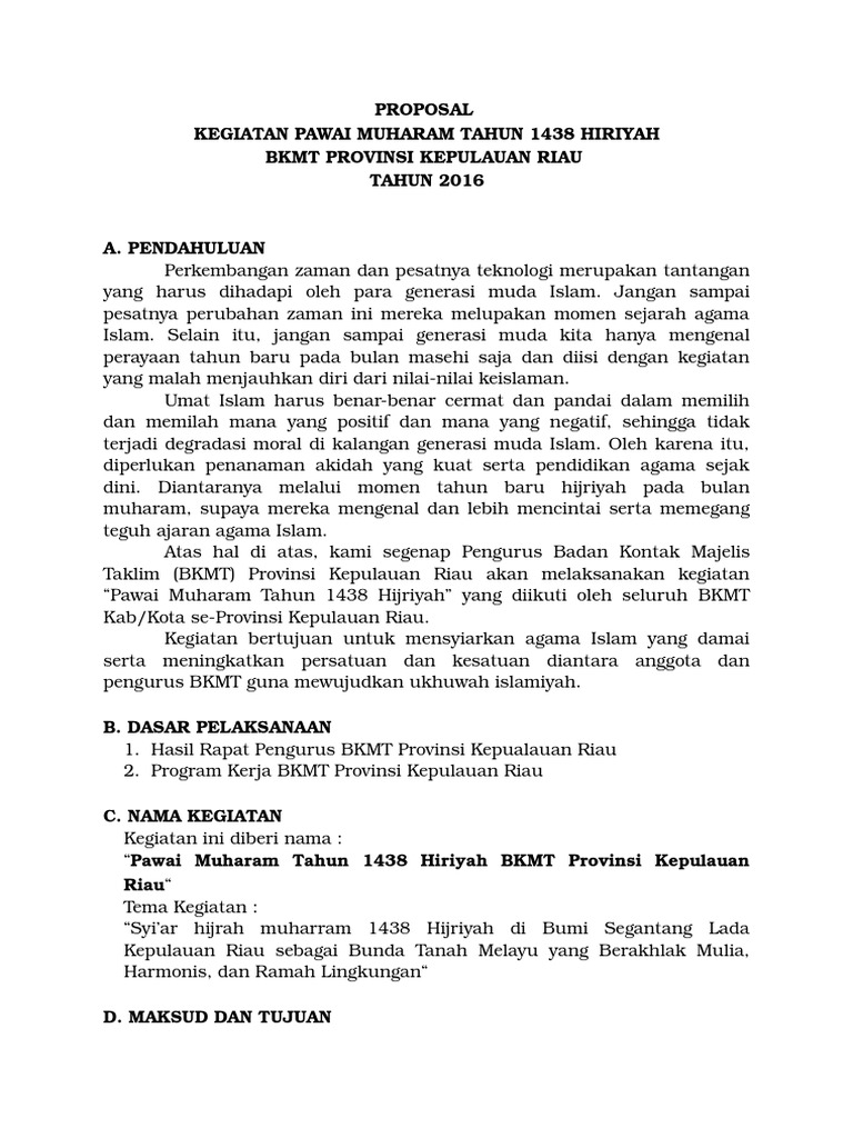 Proposal Pawai Muharam BKMT | PDF