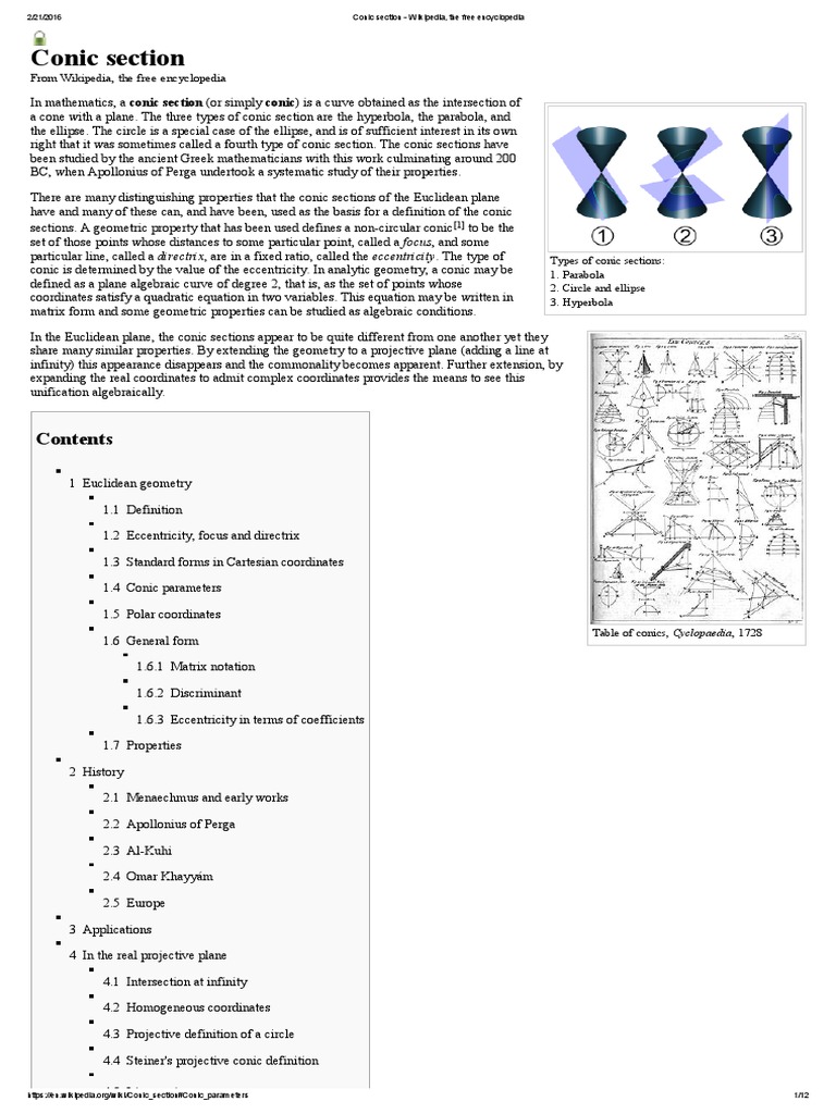 Conic Section | PDF | Ellipse | Projective Geometry