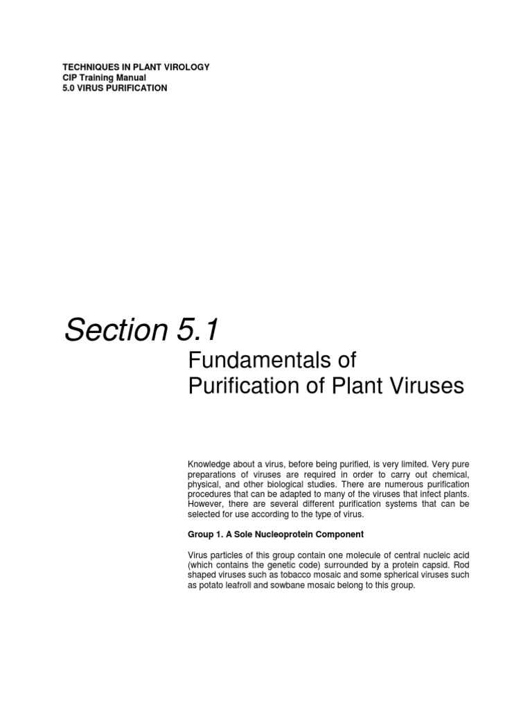 Fundamentals of Purification of Plant Viruses | PDF | Gel ...