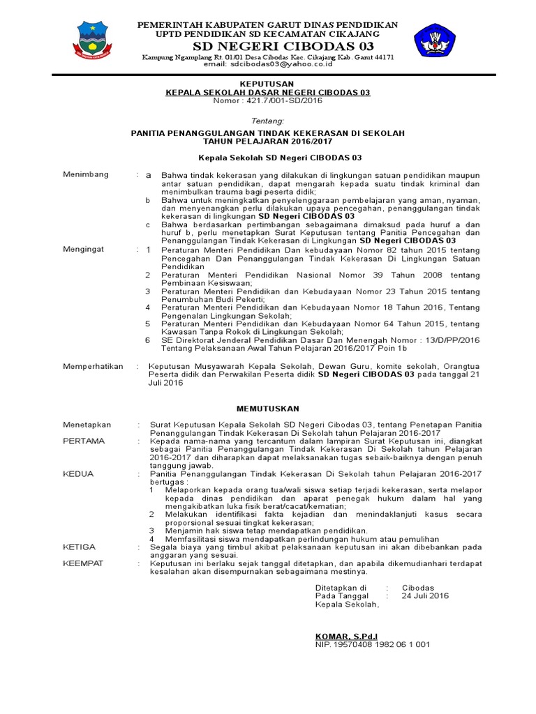 SK Panitia Sekolah Aman | PDF