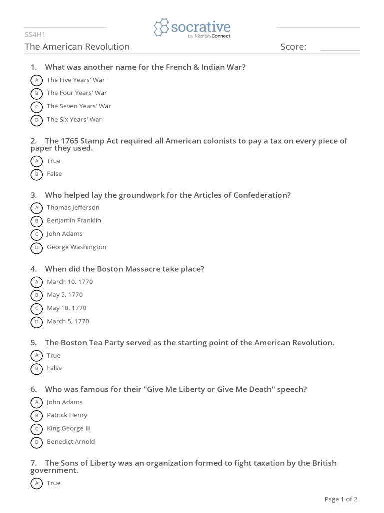 Socrative Quiz | PDF