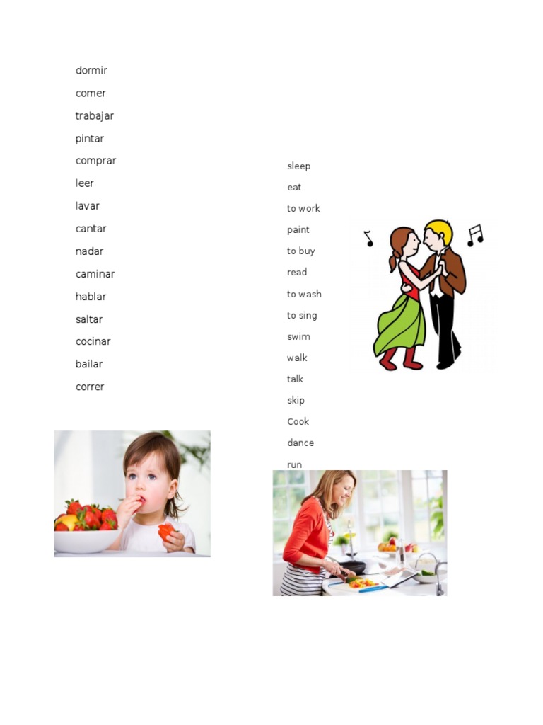 Spanish Verbs: Actions and Translations | PDF | Language Arts ...