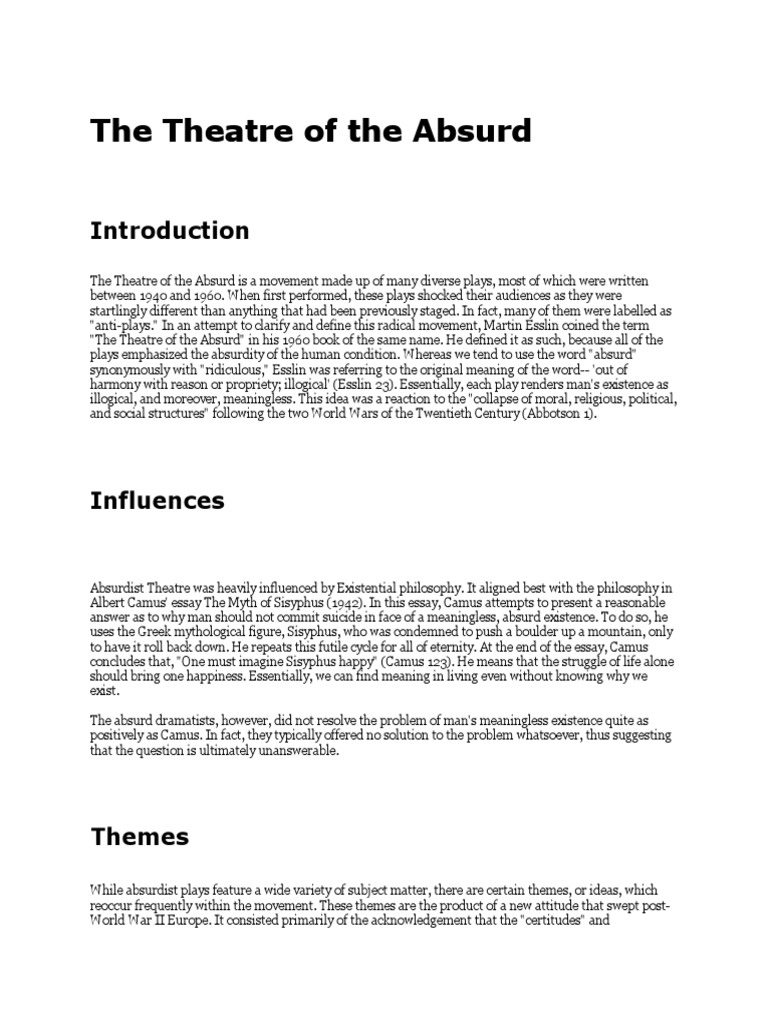 The Theatre of The Absurd | PDF | Metaphysics | Truth