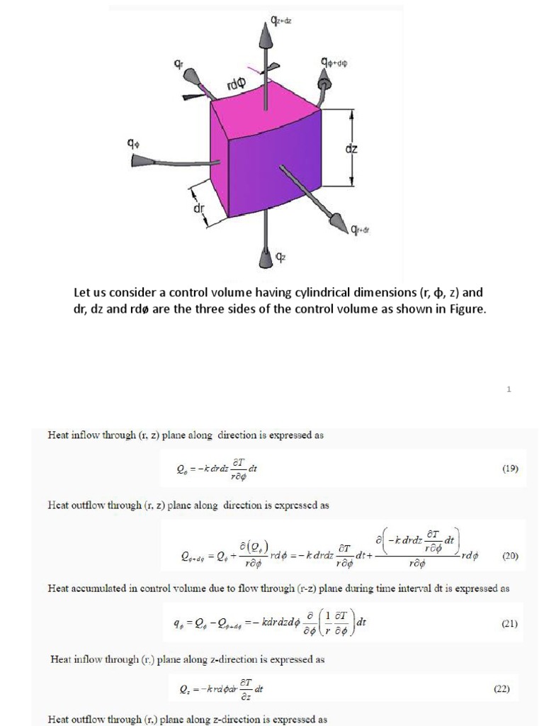 Cylindrical control volume dimensions r, φ, z | PDF